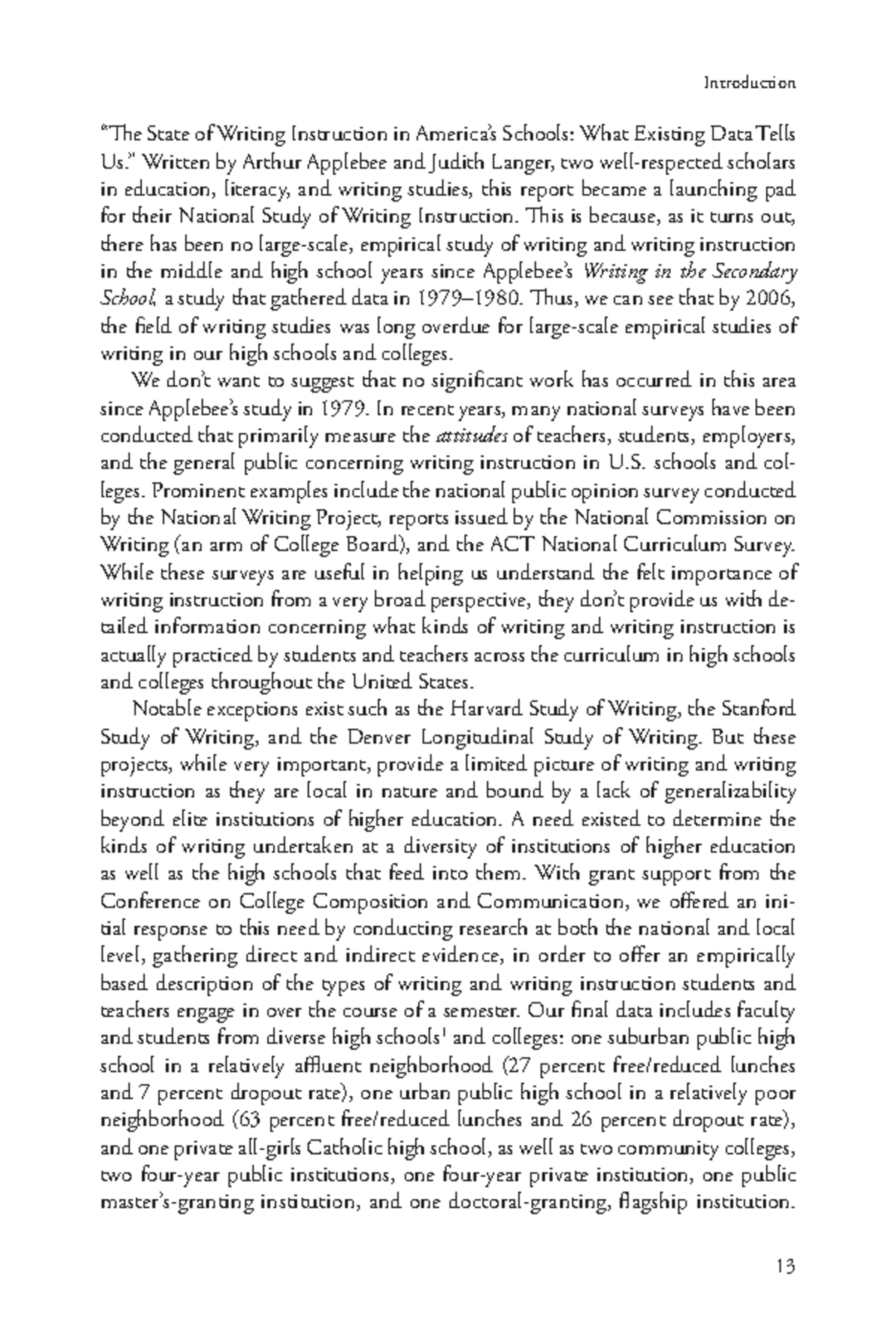 Writing and school reform 5 - 1313 Introduction “ e State of Writing ...