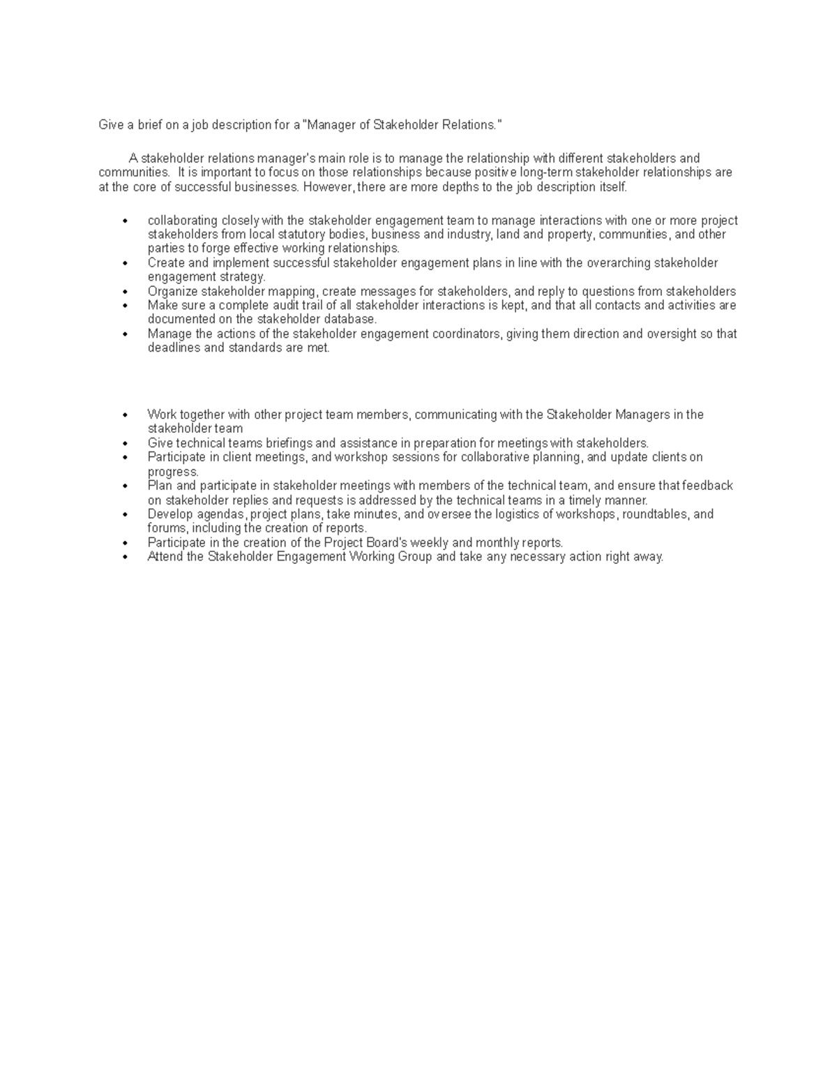Assign 1 - Weekly Discussion - Give a brief on a job description for a ...