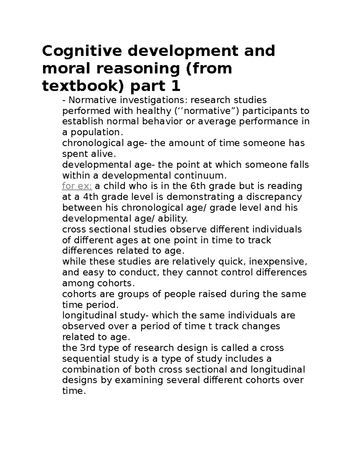 Cognitive development and moral reasoning - Cognitive development and ...