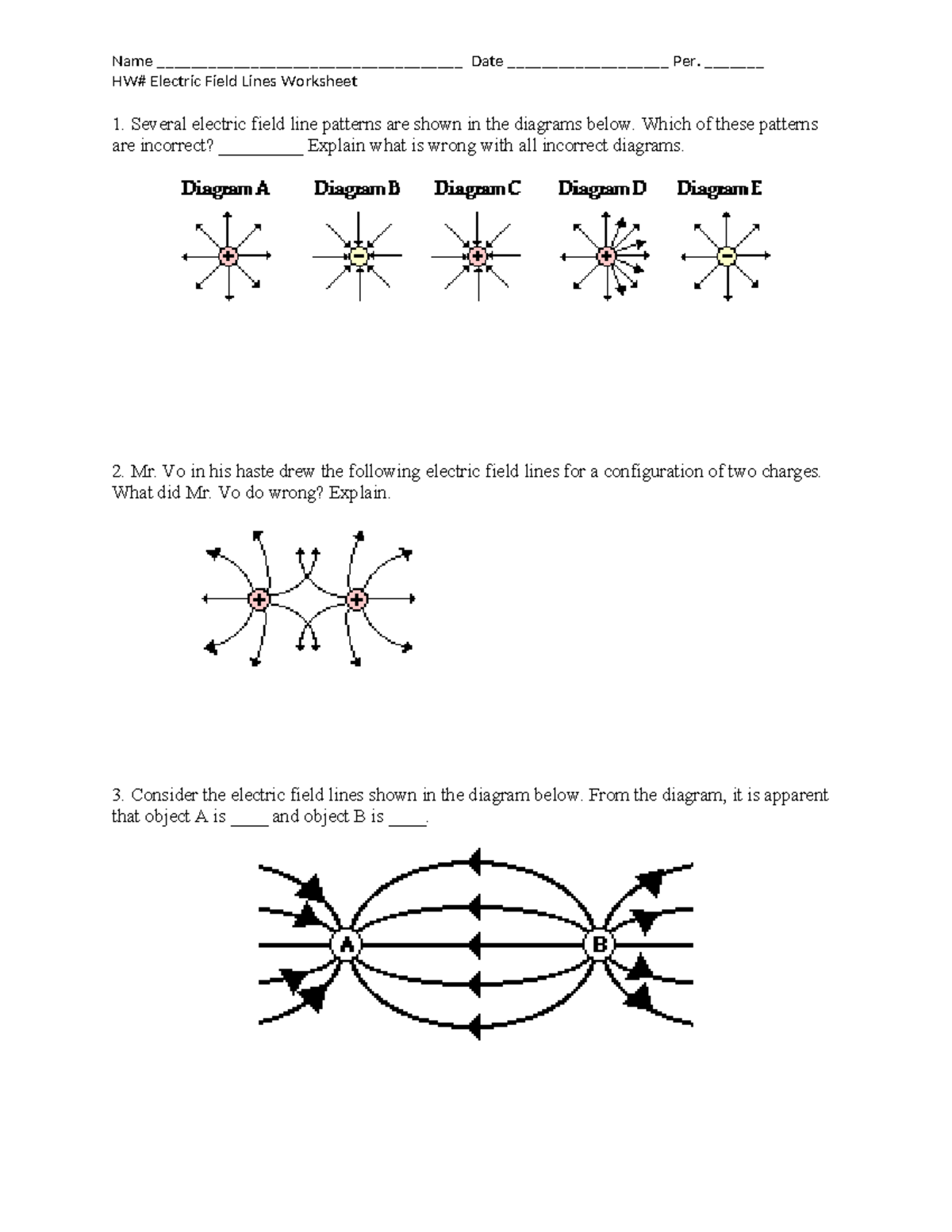 HW Physics Electric Field Lines - Name ...