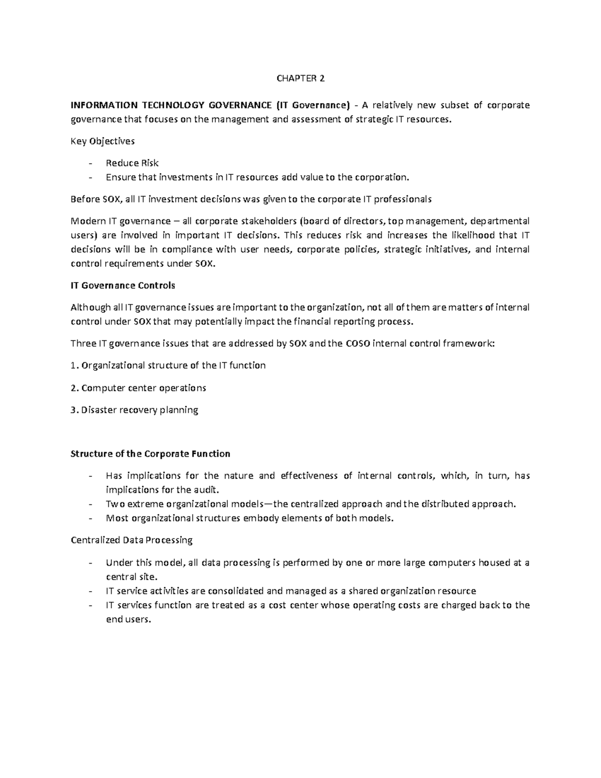 Chapter 2 - CIS - Information Technology Auditing and Assurance ...