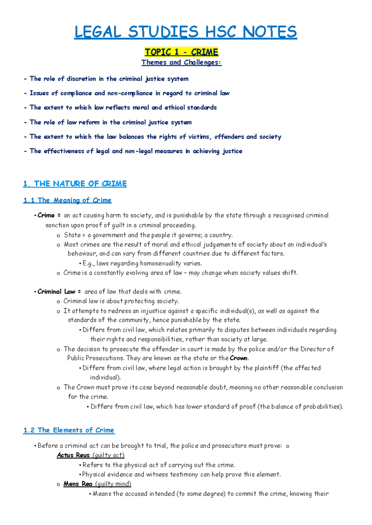 Legal Studies Yr12 Notes + Clams - LEGAL STUDIES HSC NOTES TOPIC 1 ...