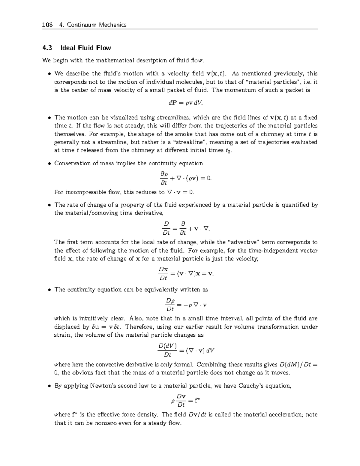 Physics-26 - Physics notes - 4 Ideal Fluid Flow We begin with the ...