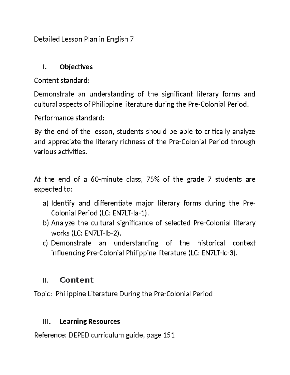 DEMO Teaching (FS 2) - Nuhy - Detailed Lesson Plan in English 7 I ...