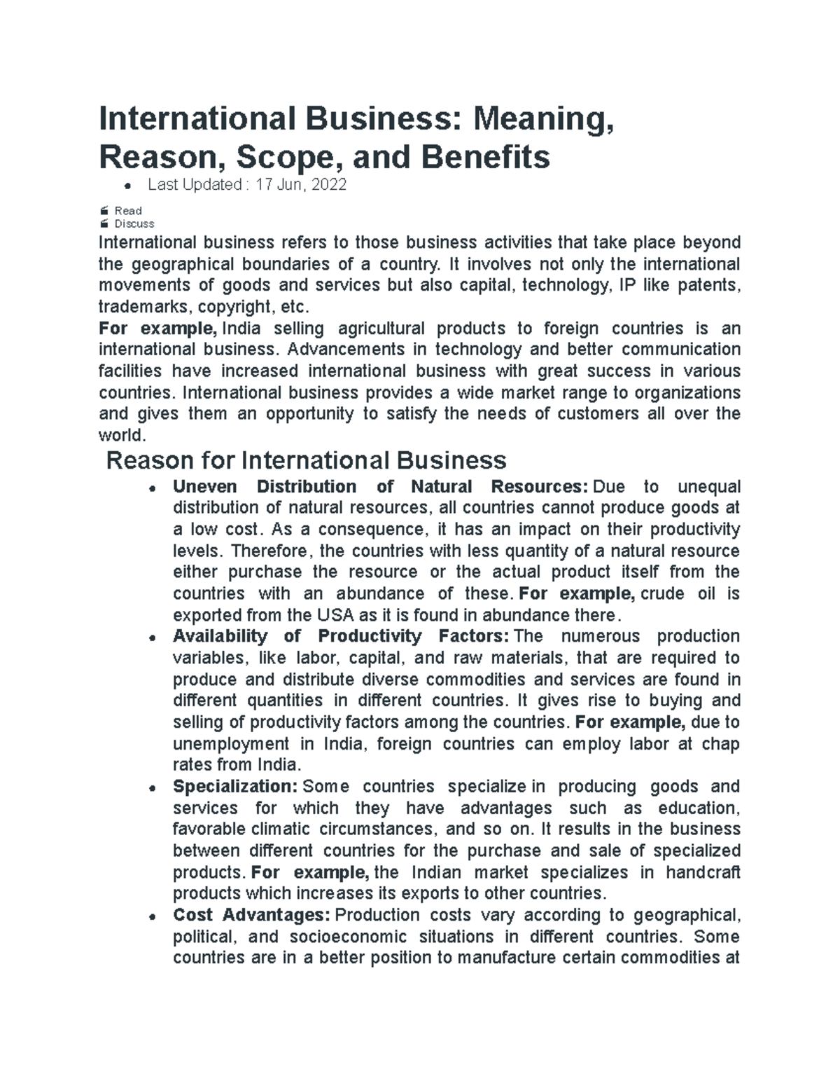 International Business, reason, scope - International Business: Meaning ...