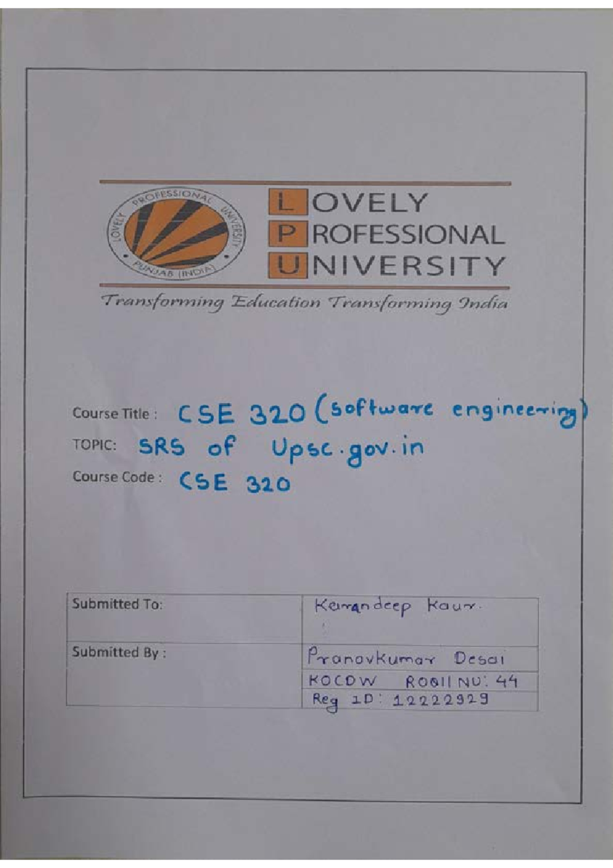 SRS ca dor the software engineering - Software Engineering - Studocu