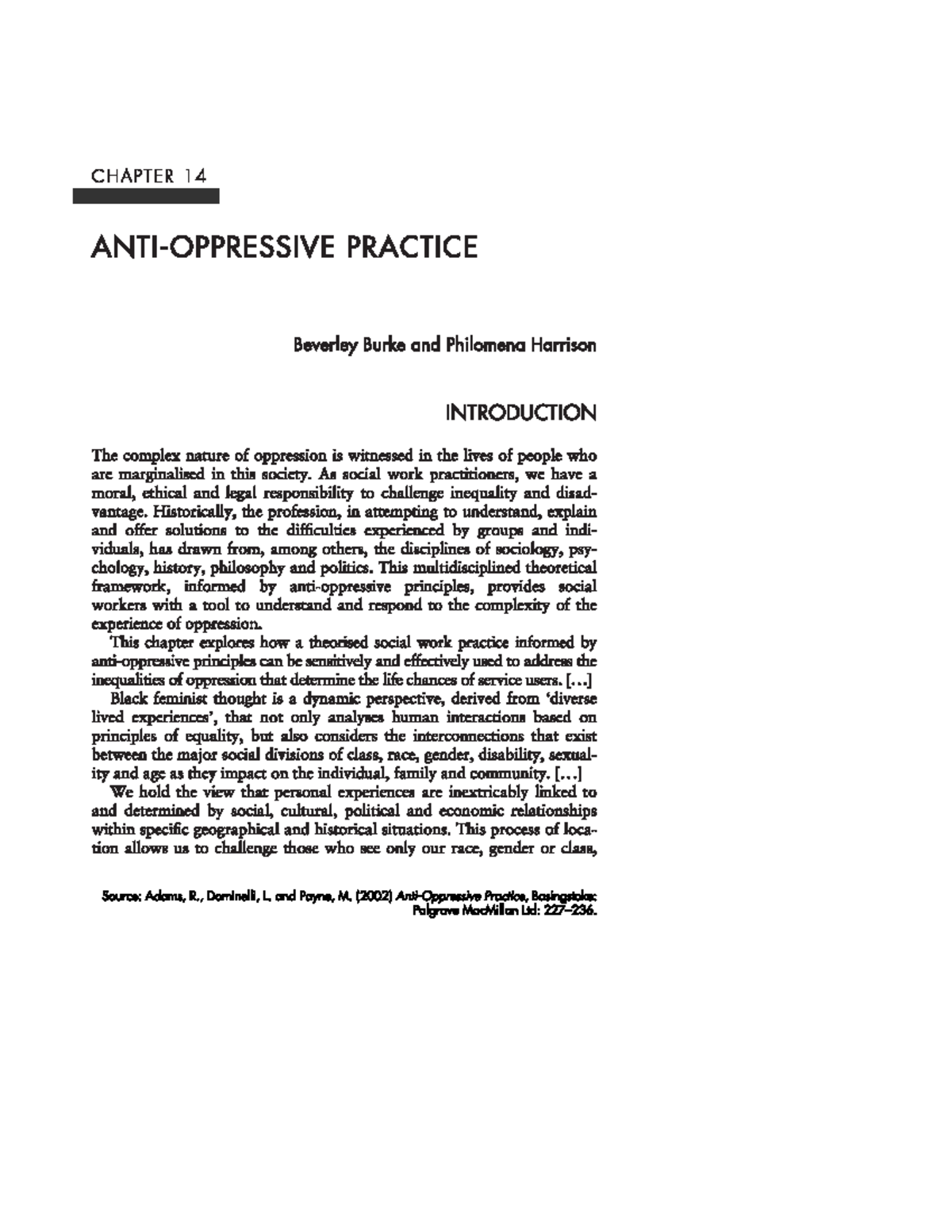 Anti-oppressive practice - Erziehungswissenschaft - Studocu