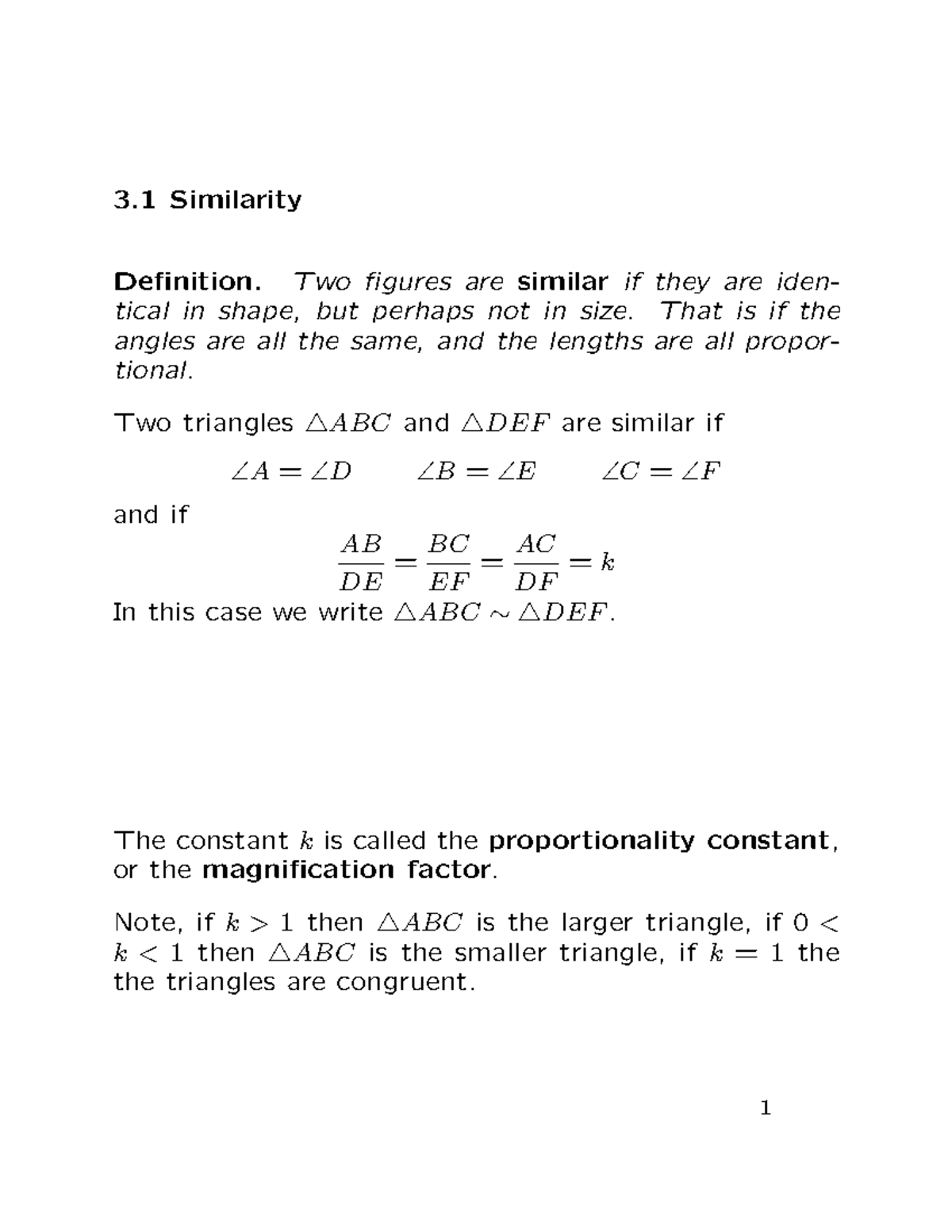 3.1 - Similarity - Note package for theorems and more. - 3 Similarity ...
