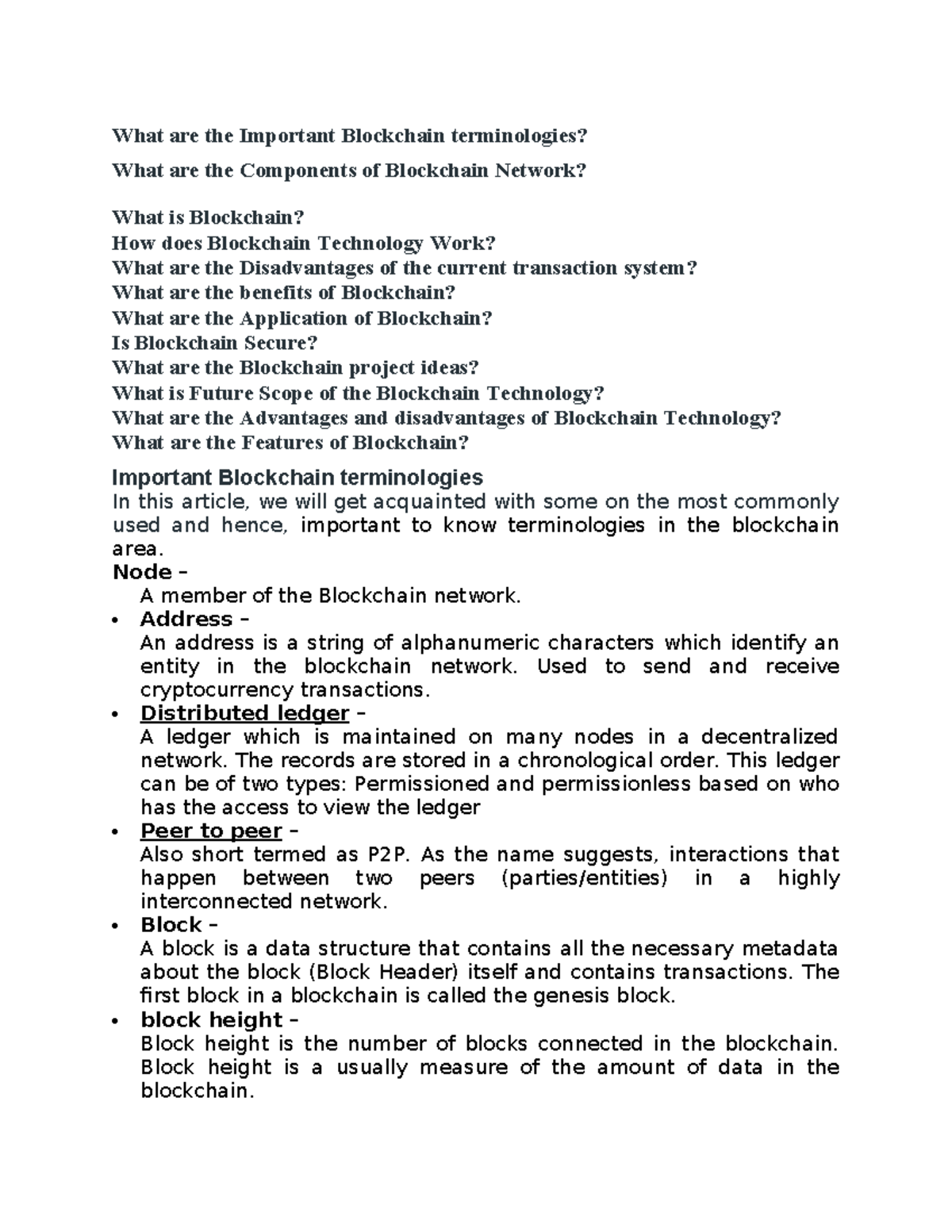 Introduction to Blockchain technology - What are the Important Blockchain terminologies? What ...