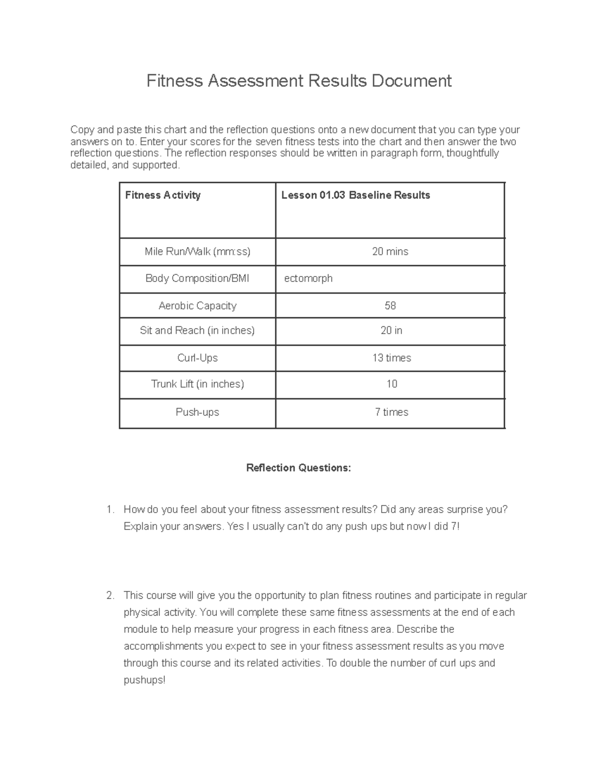 Copy of 1.03 fitness assignment - Fitness Assessment Results Document ...