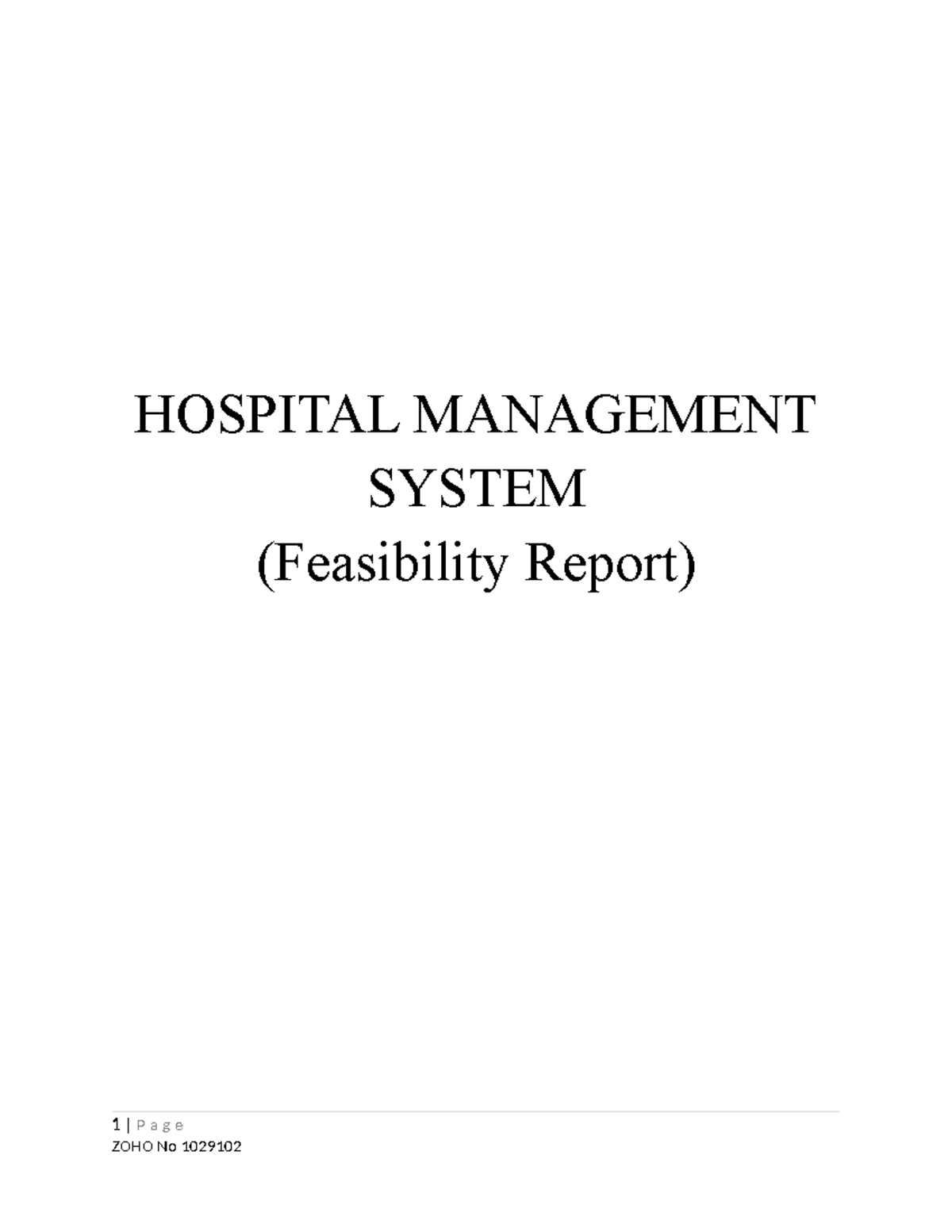 Hospital Management System (Feasibility Report) - HOSPITAL MANAGEMENT ...