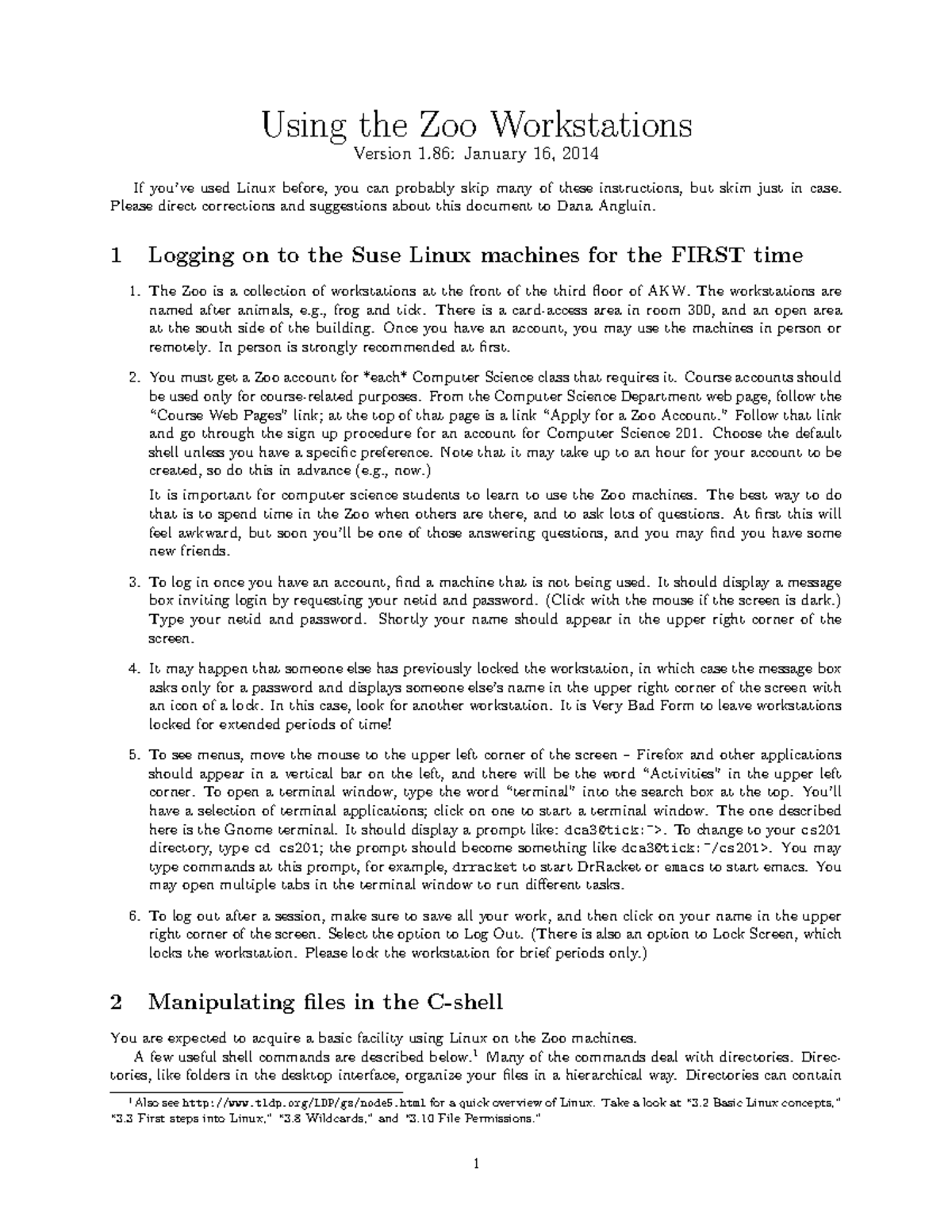 2014-zoo - tutorial notes in a pdf - Using the Zoo Workstations Version ...