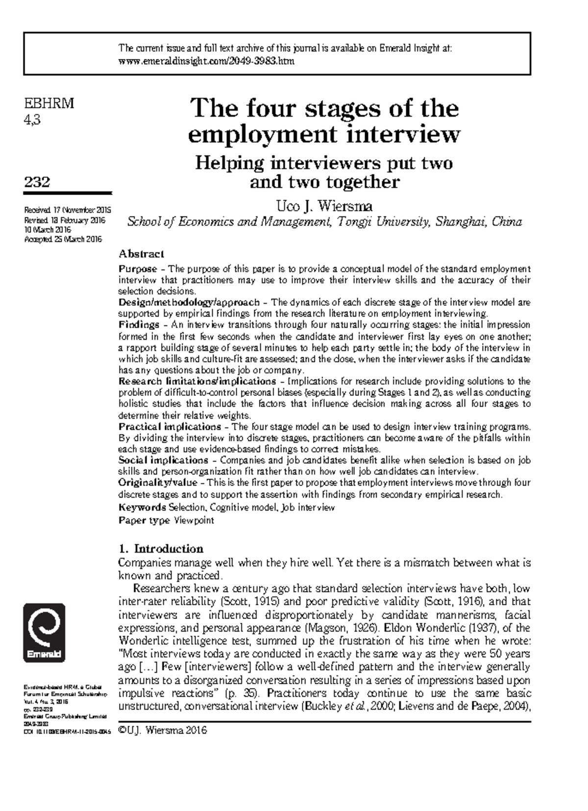 Interview article - The four stages of the employment interview Helping ...