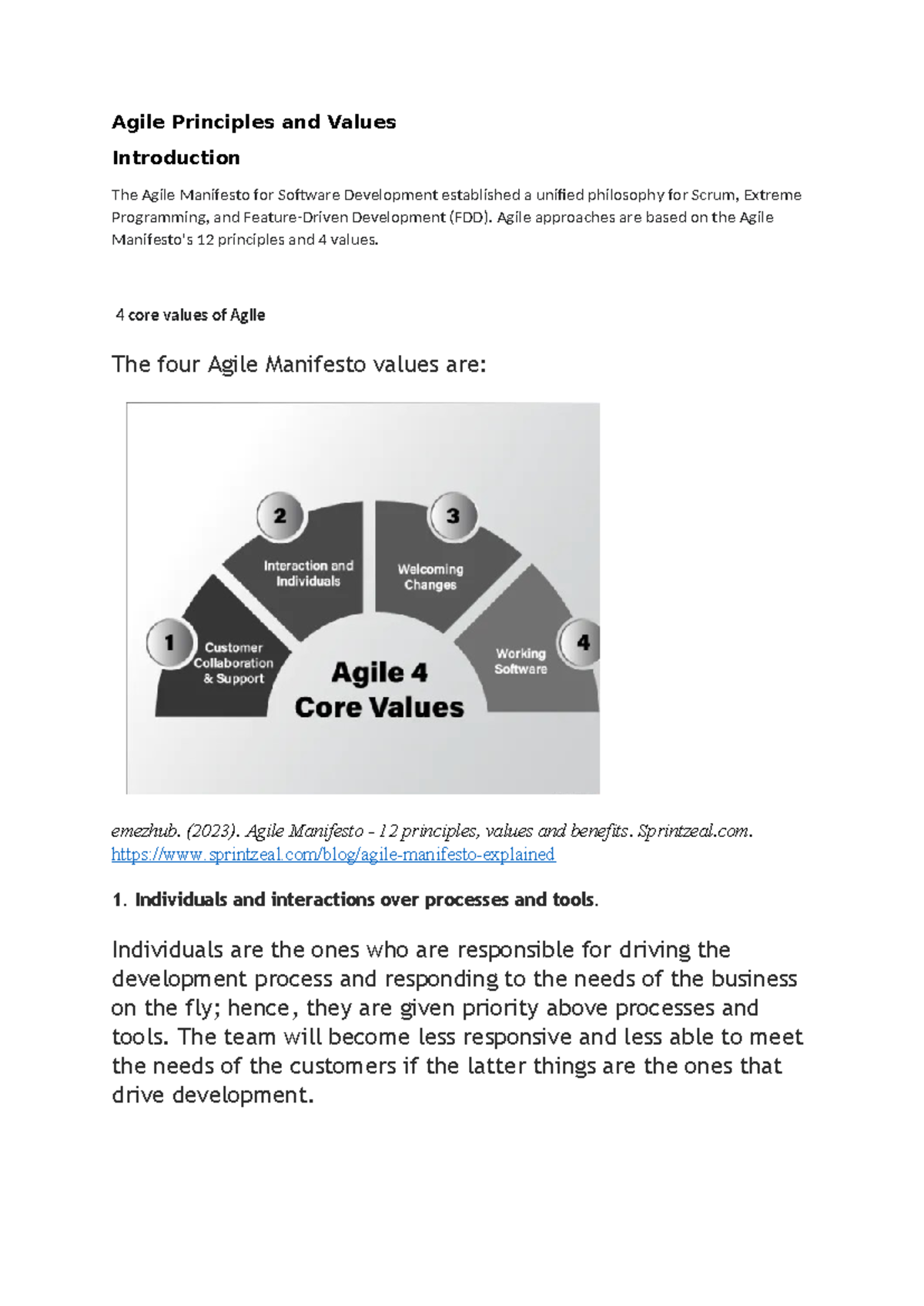 Agile Principles And Values Agile Principles And Values Introduction The Agile Manifesto For