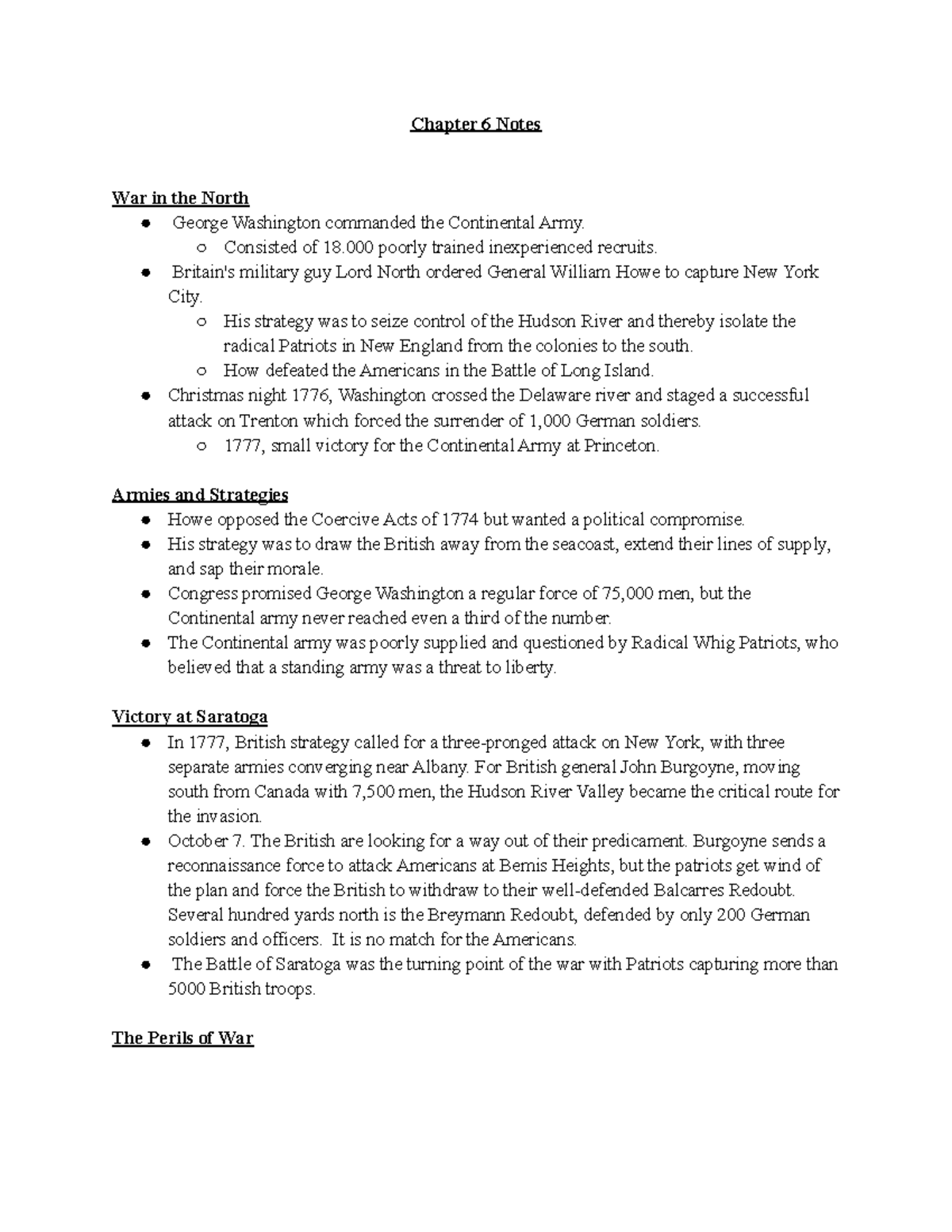 Chapter 6 Notes and Vocab - Chapter 6 Notes War in the North George ...