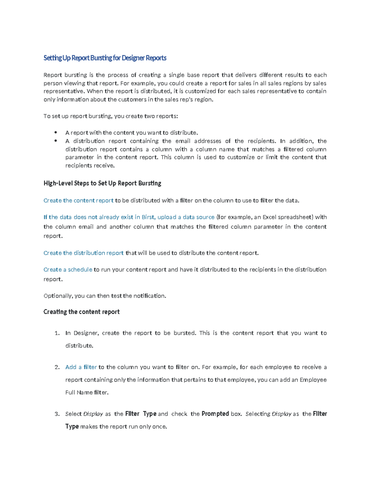 Setting Up Report Bursting for Designer Reports - For example, you ...