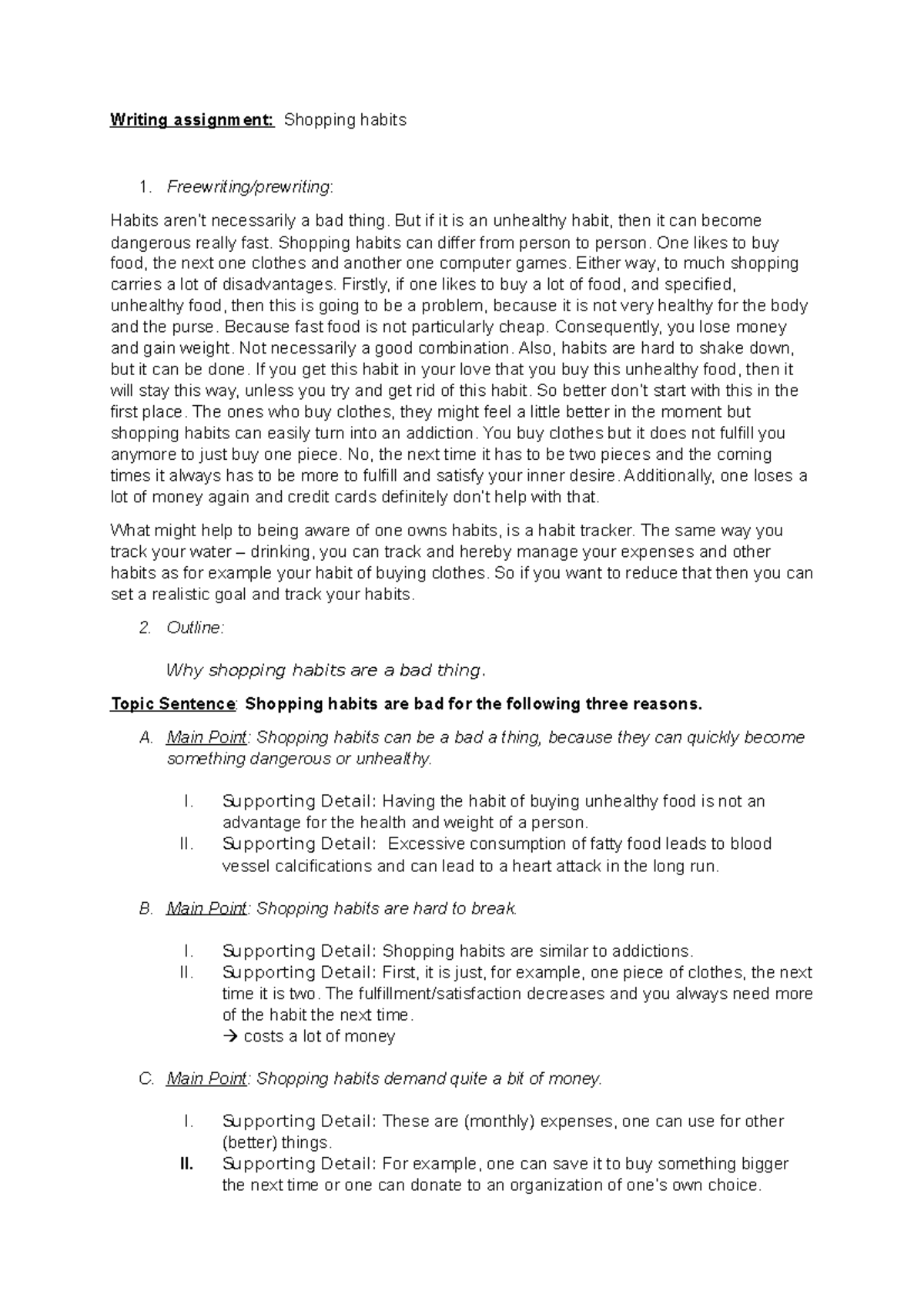 Shoppinghabits - good stuff - Writing assignment: Shopping habits ...