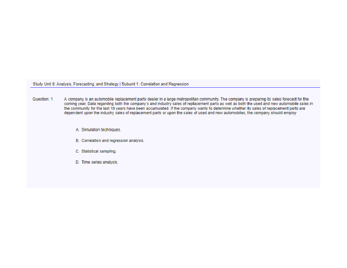 2 Gleim Questions 2019 unit 8 Q - estadistica - Studocu