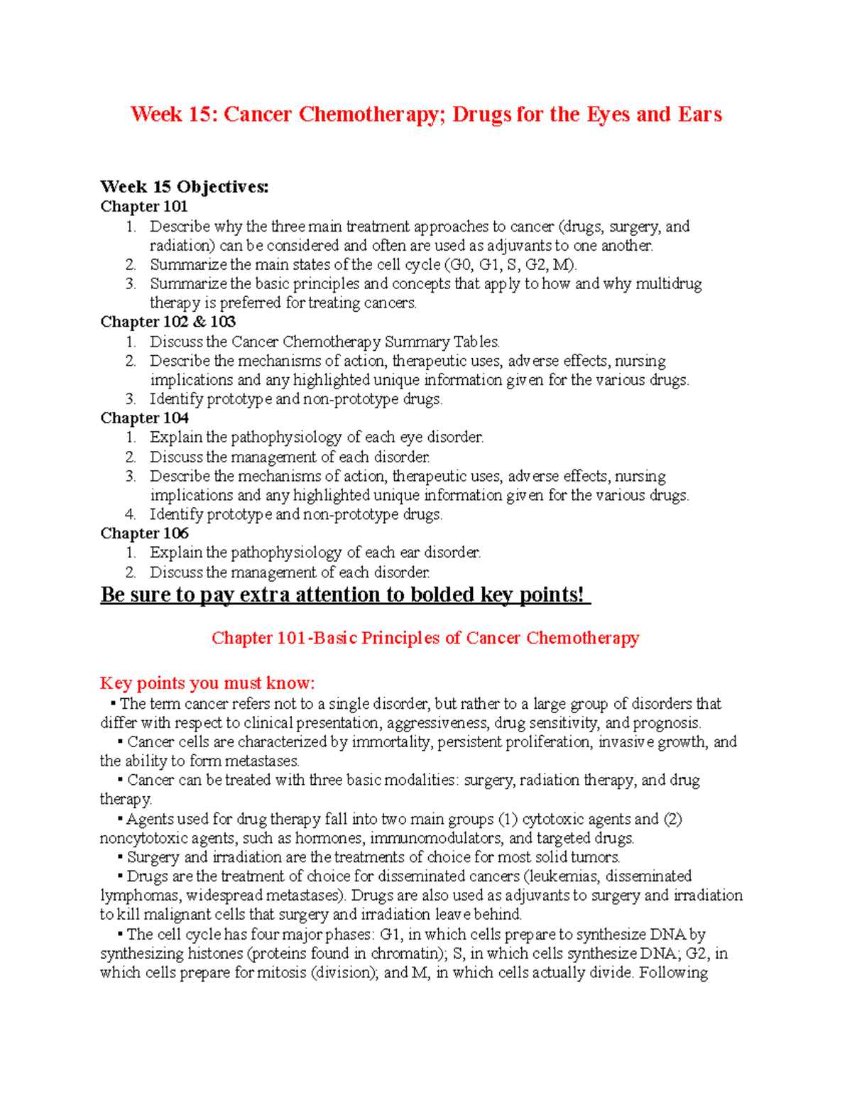 PHARM Help Sheet Week 15 ... ... .... ... - Week 15: Cancer ...