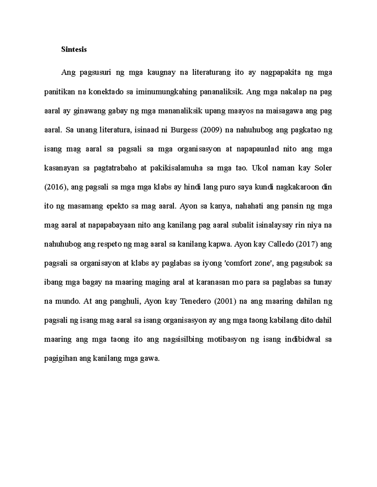 Sintesis subject in Filipino - Komunikasyon sa Akademikong Filipino ...