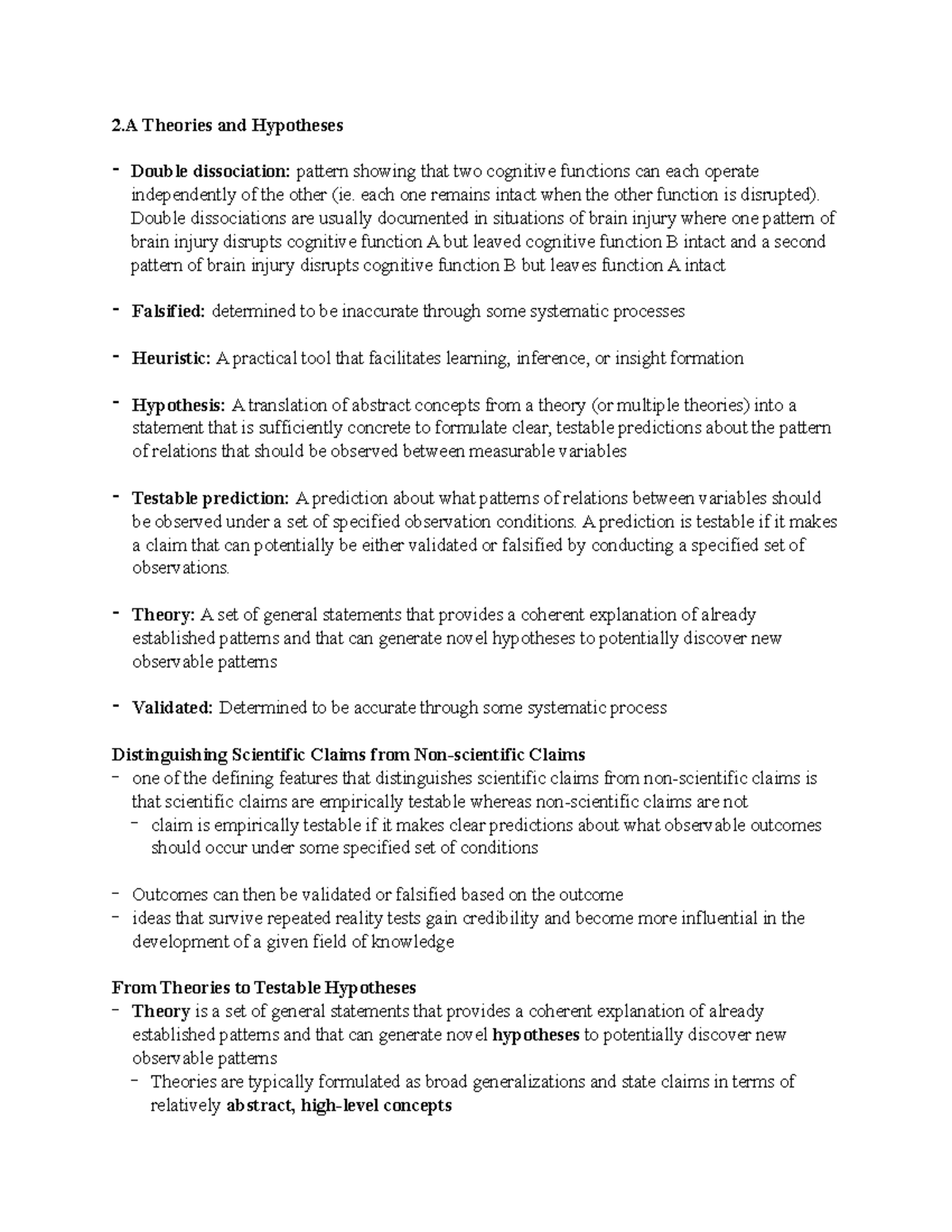 Module 2 - Combined notes - 2 Theories and Hypotheses - Double ...