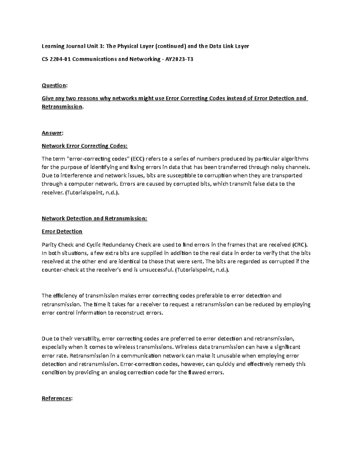 Learning Journal Unit 3 - Answer: Network Error Correcting Codes: The ...