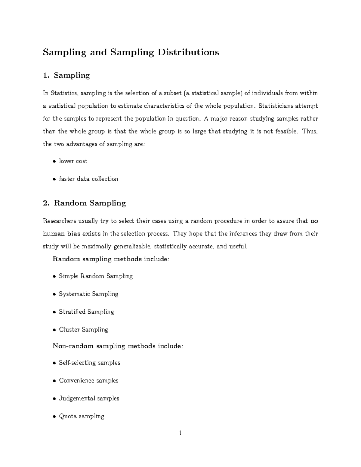 7. Sampling and Sampling Distributions - Sampling In Statistics ...