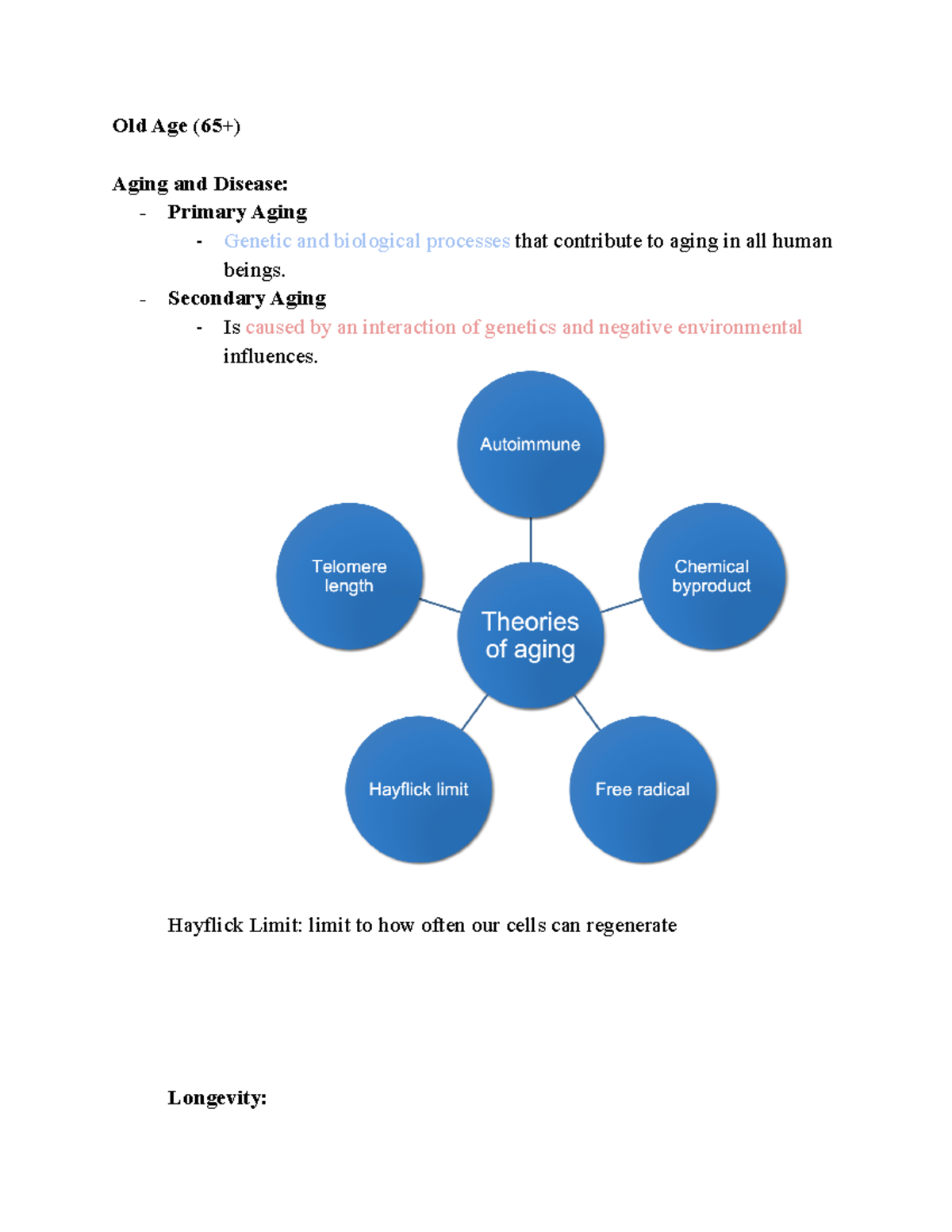 Old Age - Dr. Lyons - Old Age (65+) Aging and Disease: - Primary Aging ...