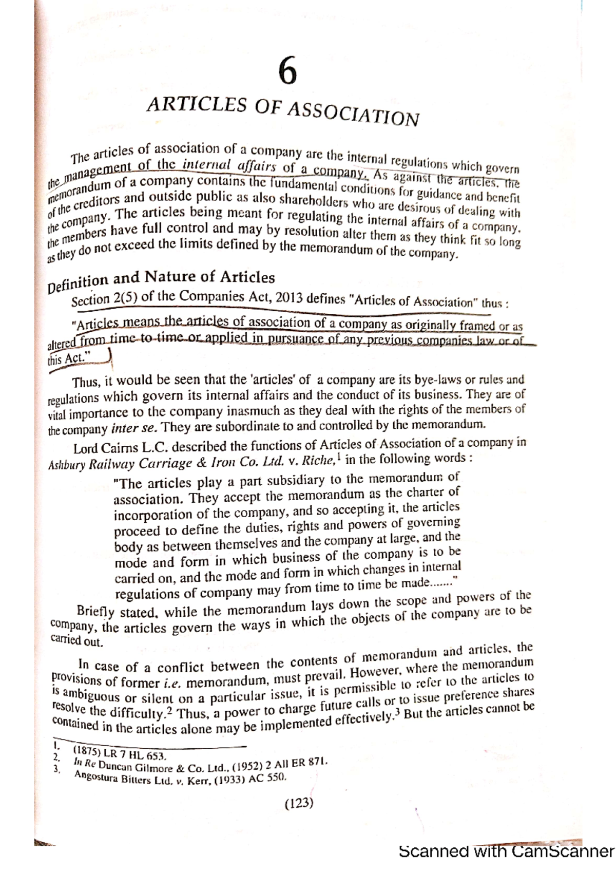 AOA, MOA - company law - Llb 3 years - Studocu