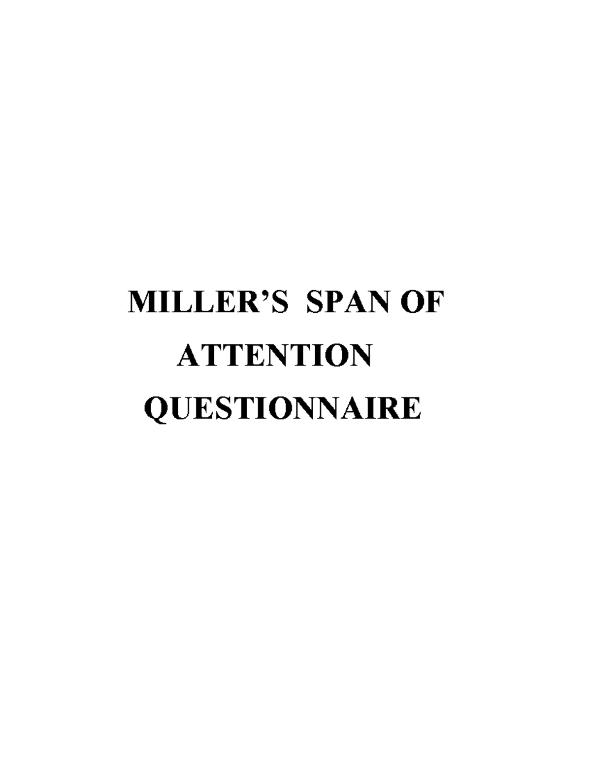 Questiore span of attention class 11 - MILLER’S SPAN OF ATTENTION ...