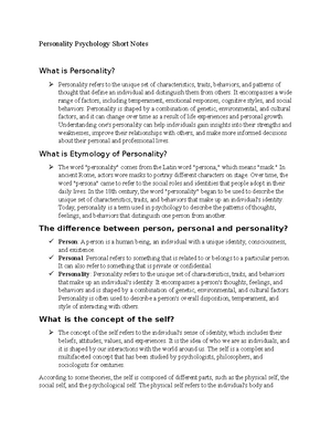 EXIT Psychology - Psychology Summary notes for Exit exam Dear students ...