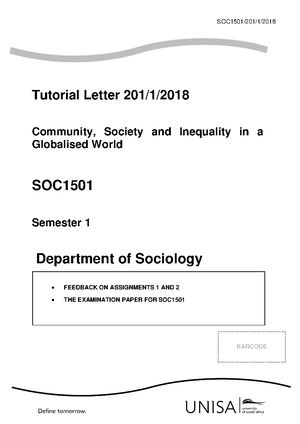 SOC1502 EXAM - EXAM - This paper consists of 16 pages plus instructions ...