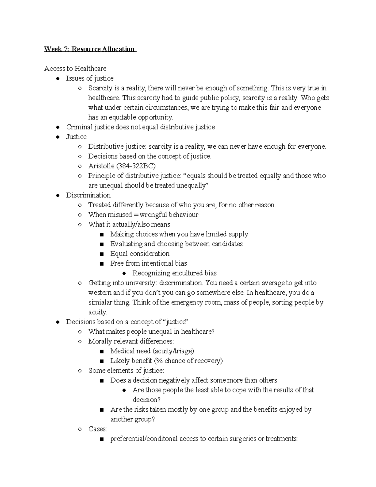 Week 7 - All lecture notes from this module. - Week 7: Resource ...