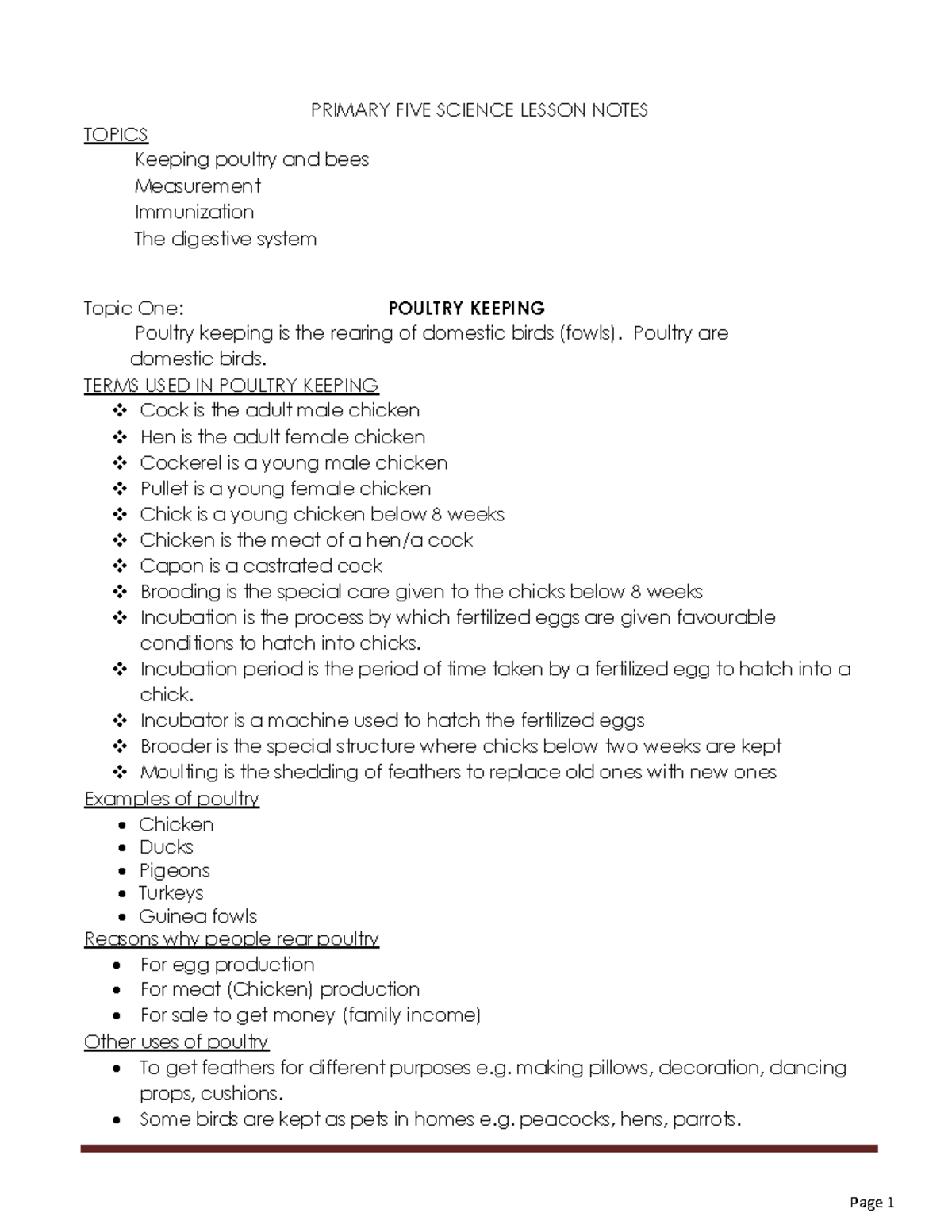 P5 sci notes - preparation for education service - Page 1 PRIMARY FIVE ...