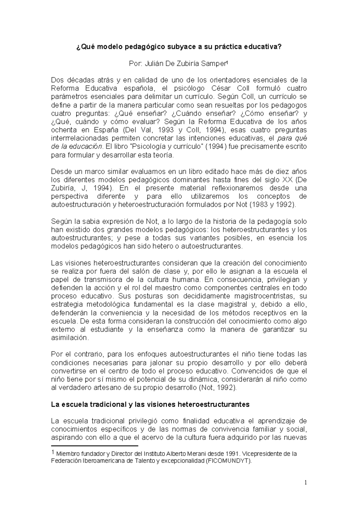 Que modelo pedagogico subyace a su pract - ¿Qué modelo pedagógico ...