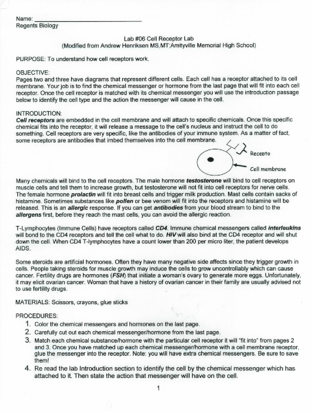 Lab 6 cell receptor - Studocu