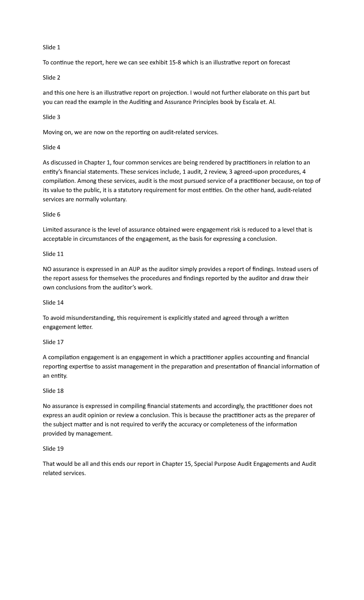 Audit report script - ASDFGHJKLHGFDS - Slide 1 To continue the report ...