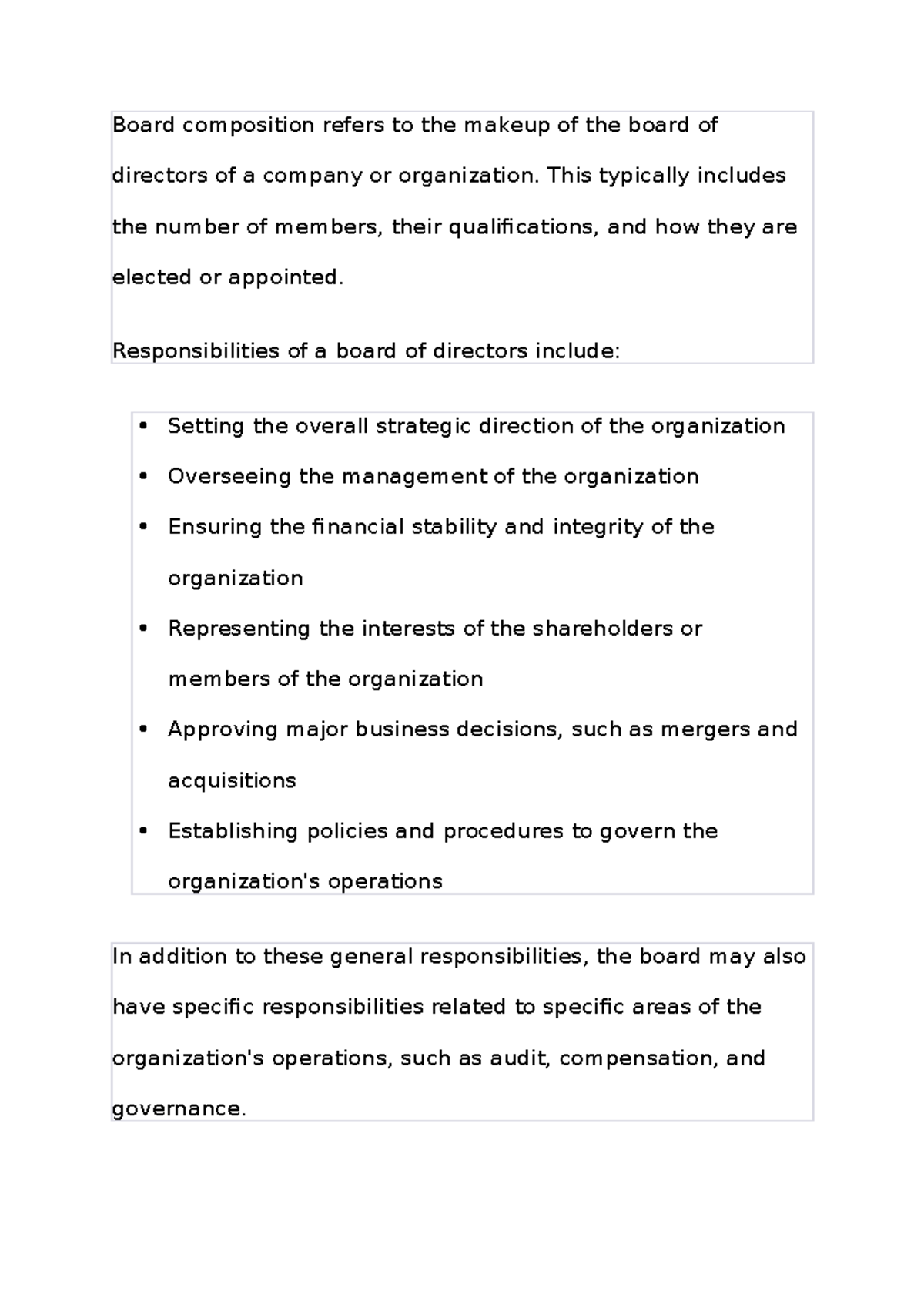 Board composition and responsibilities - Board composition refers to ...