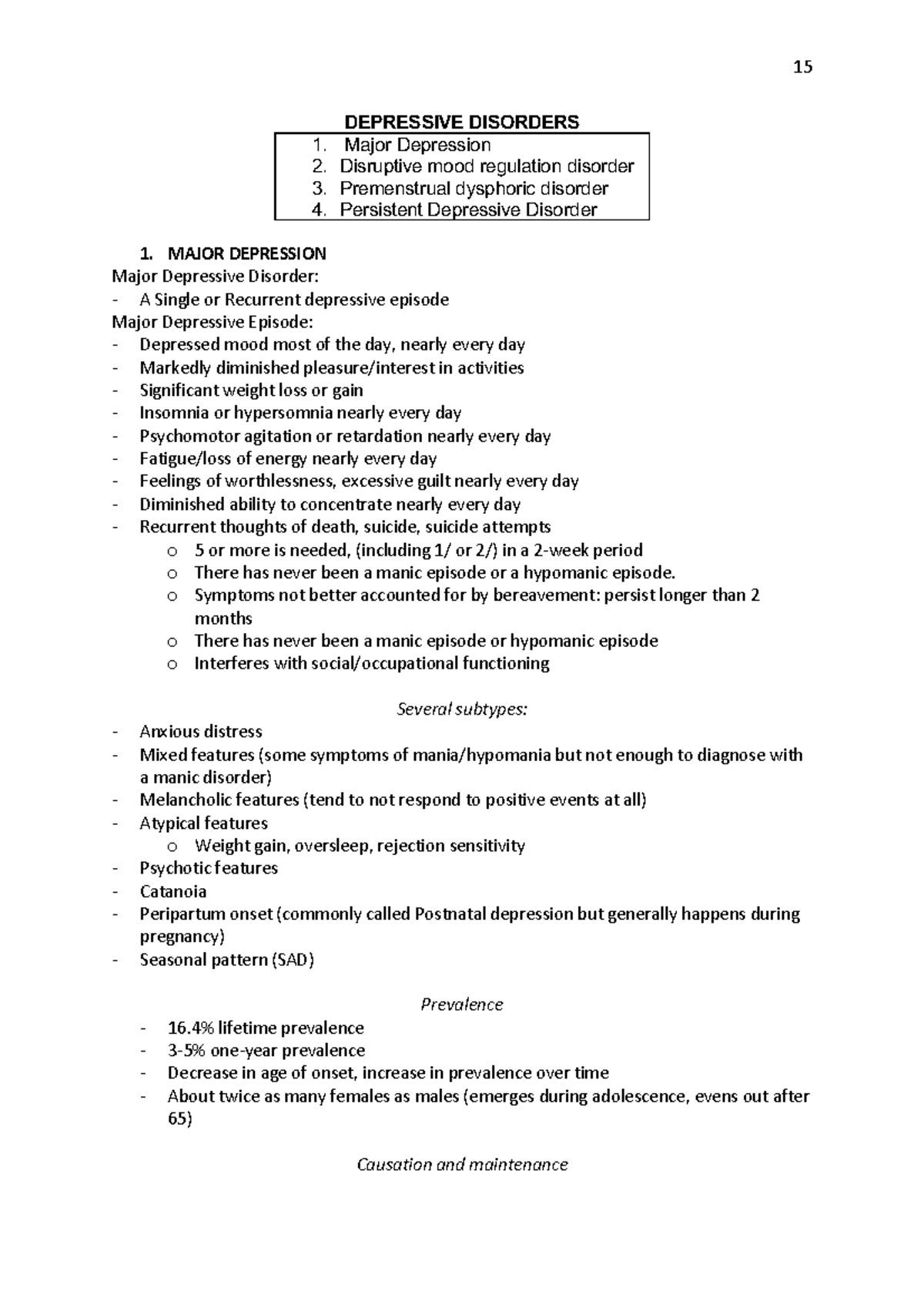 Depressive Disorders - MAJOR DEPRESSION Major Depressive Disorder: A ...