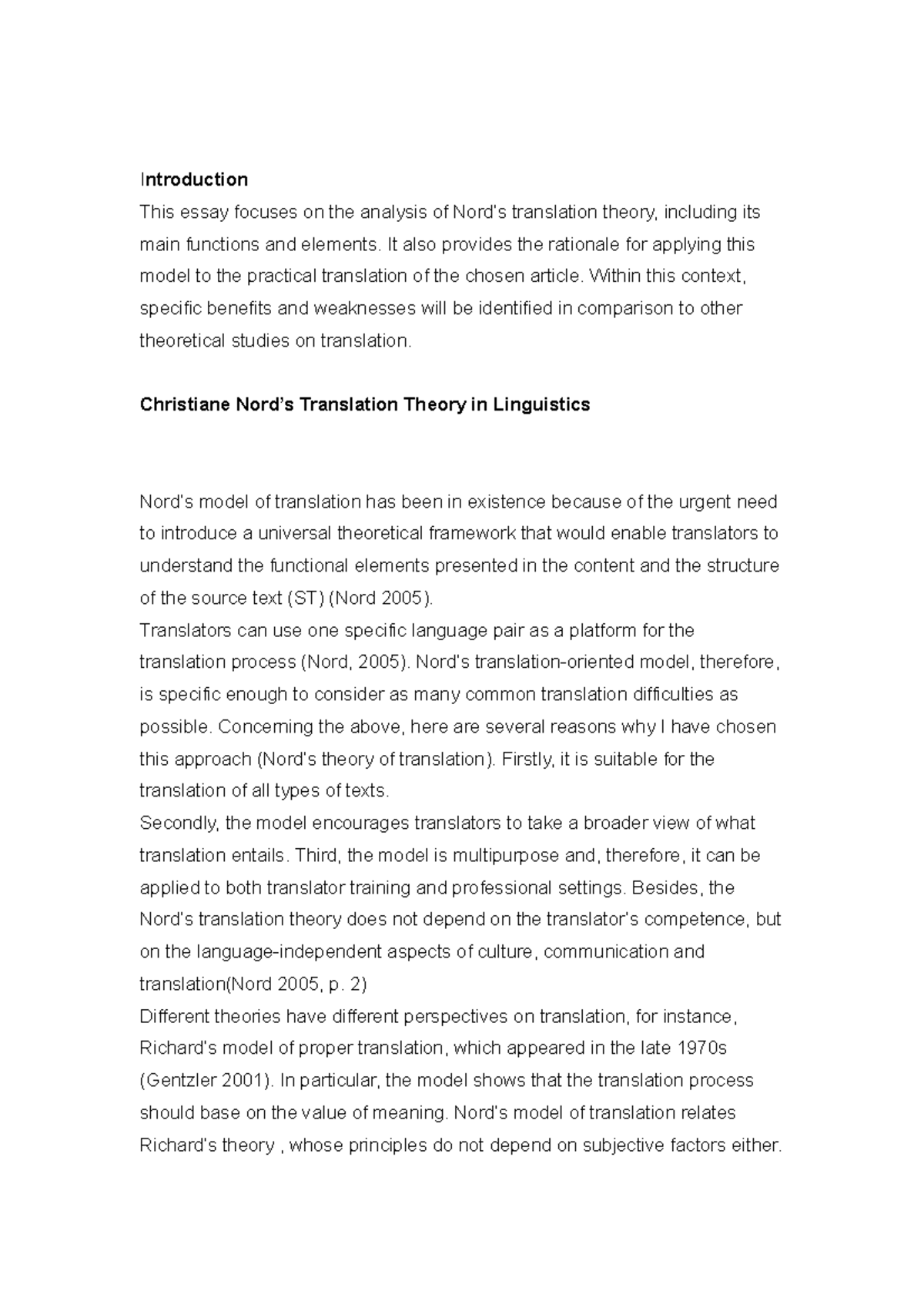 Christiane NORD Model Essay - I ntroduction This essay focuses on the ...