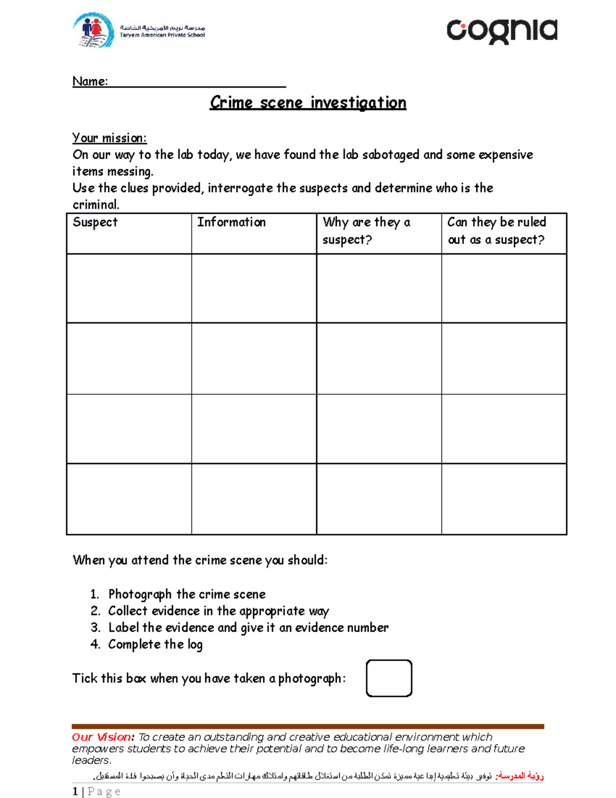 Crime scene investigation activity - Name ...