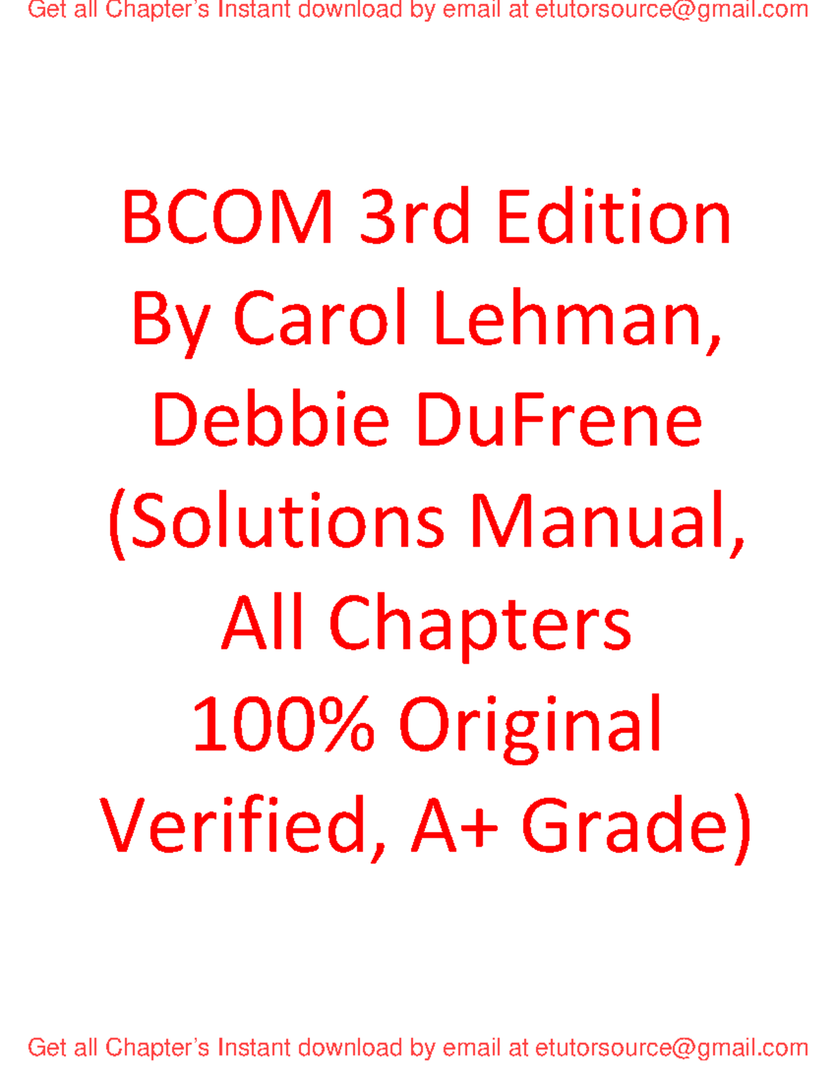 Solutions Manual For BCOM 3rd Edition By Carol Lehman Debbie Du Frene ...