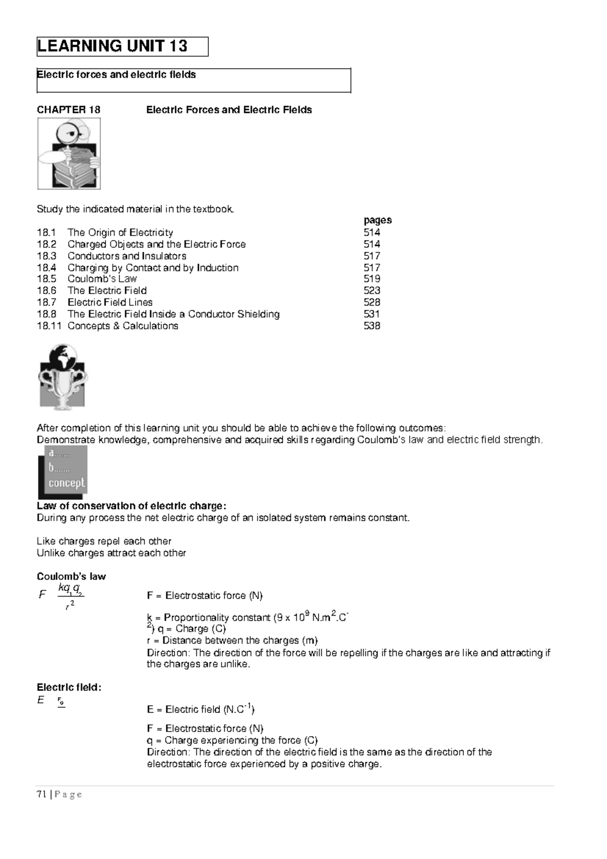 Learning Unit 13 Warning Tt Undefined Function 22 Learning Unit 13 Electric Forces And