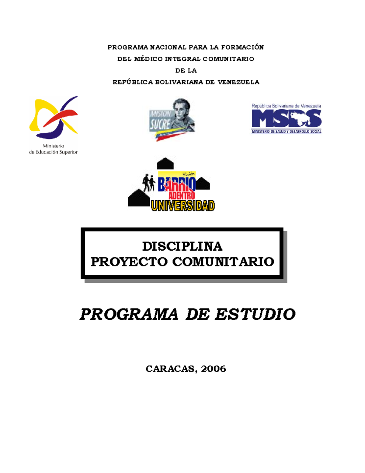 1era clase de atención primaria - PROGRAMA NACIONAL PARA LA FORMACI”N DEL M.. INTEGRAL ...