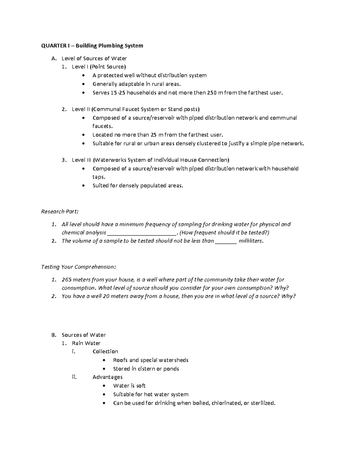 First-Module - none further info - QUARTER I – Building Plumbing System ...