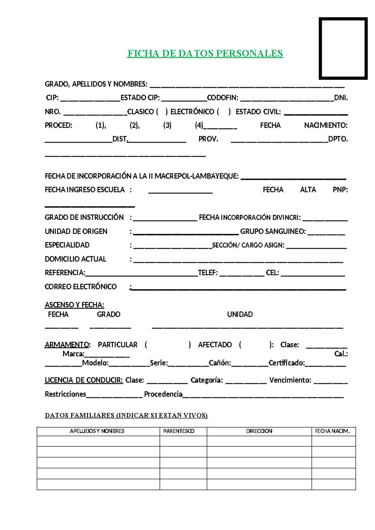 Ficha DE Datos Personales 2024 - FICHA DE DATOS PERSONALES GRADO ...