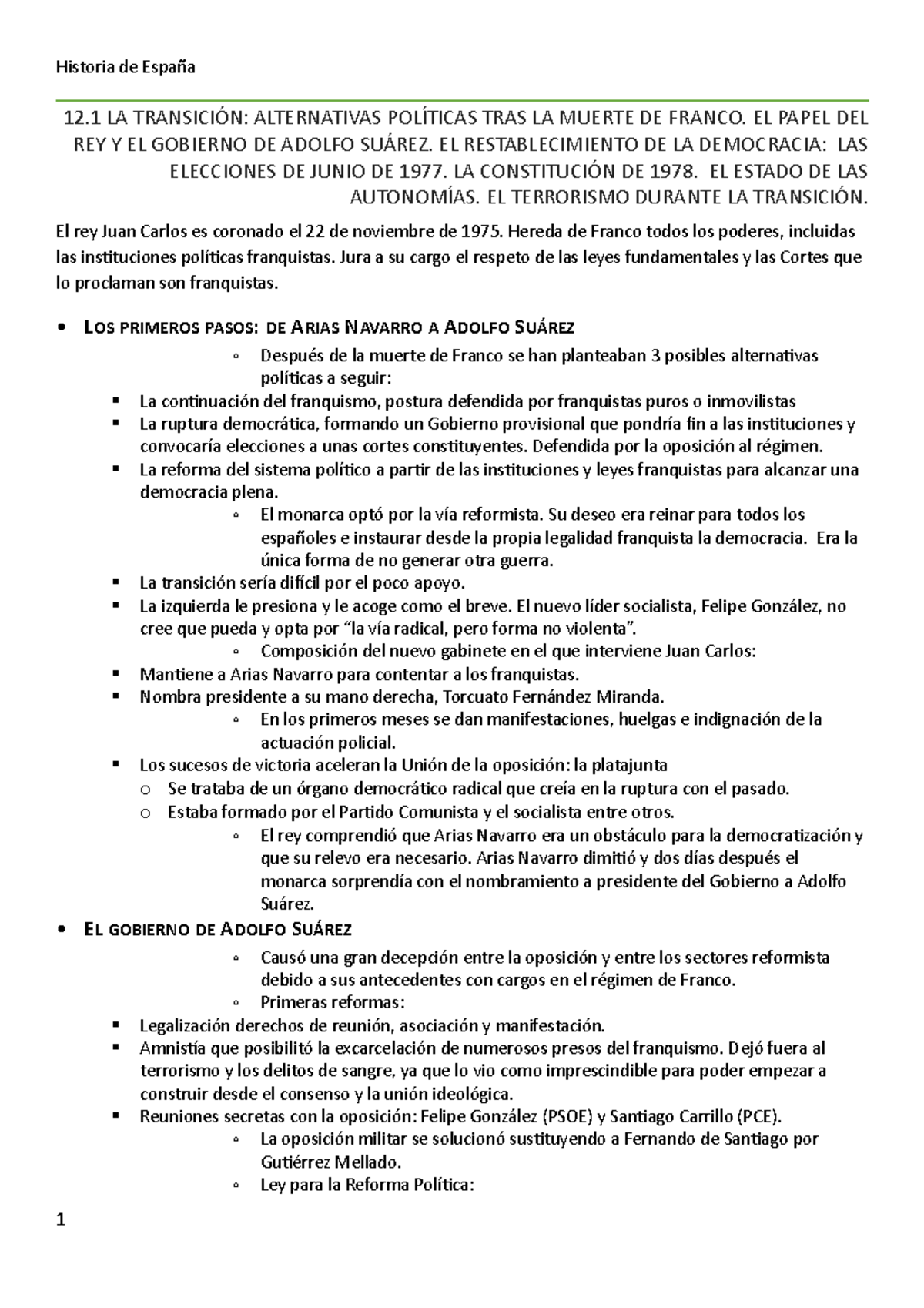 Bloque 12 La Transición A La Democracia Española 12 La Transición