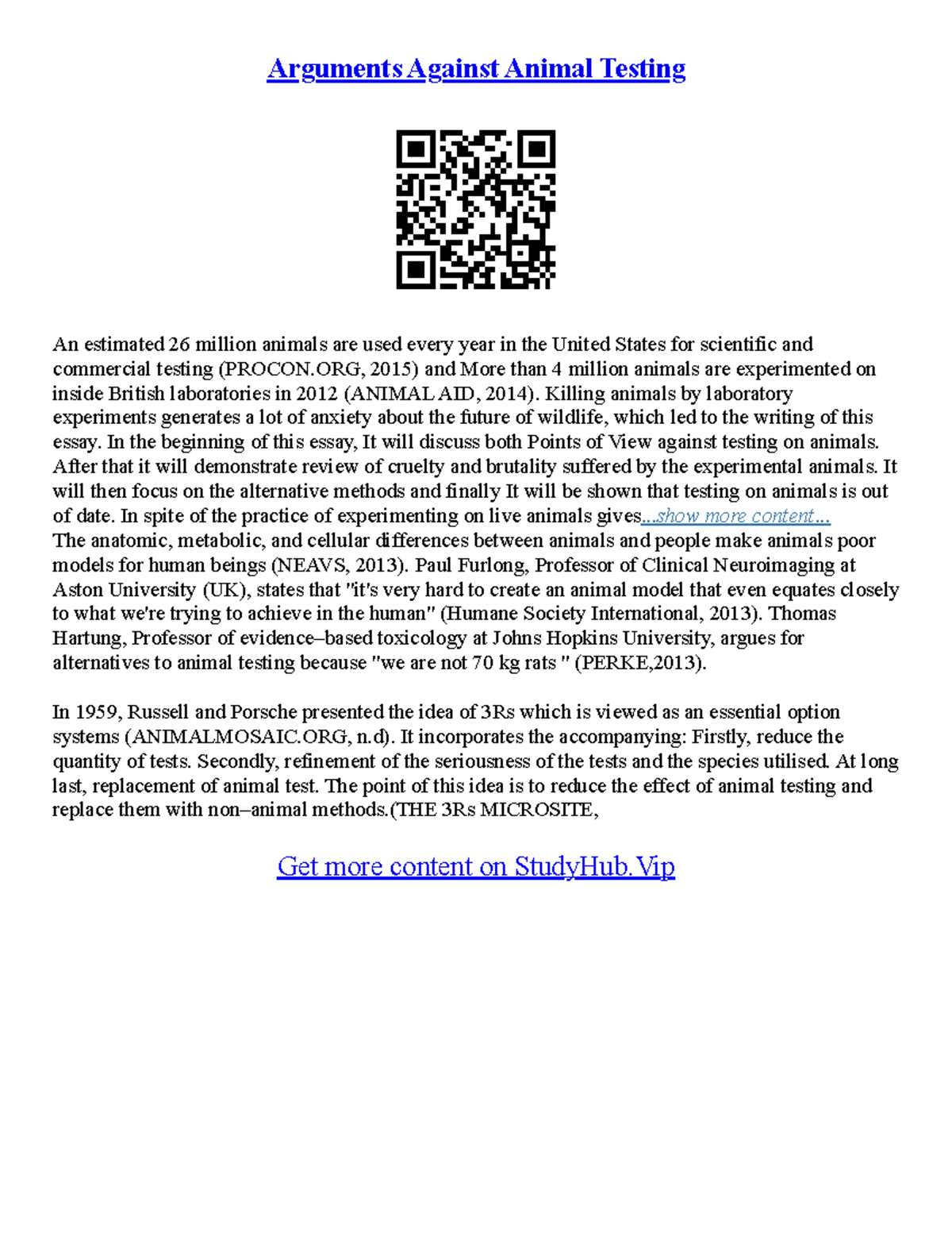 Essay Against Animal Testing - Arguments Against Animal Testing An ...