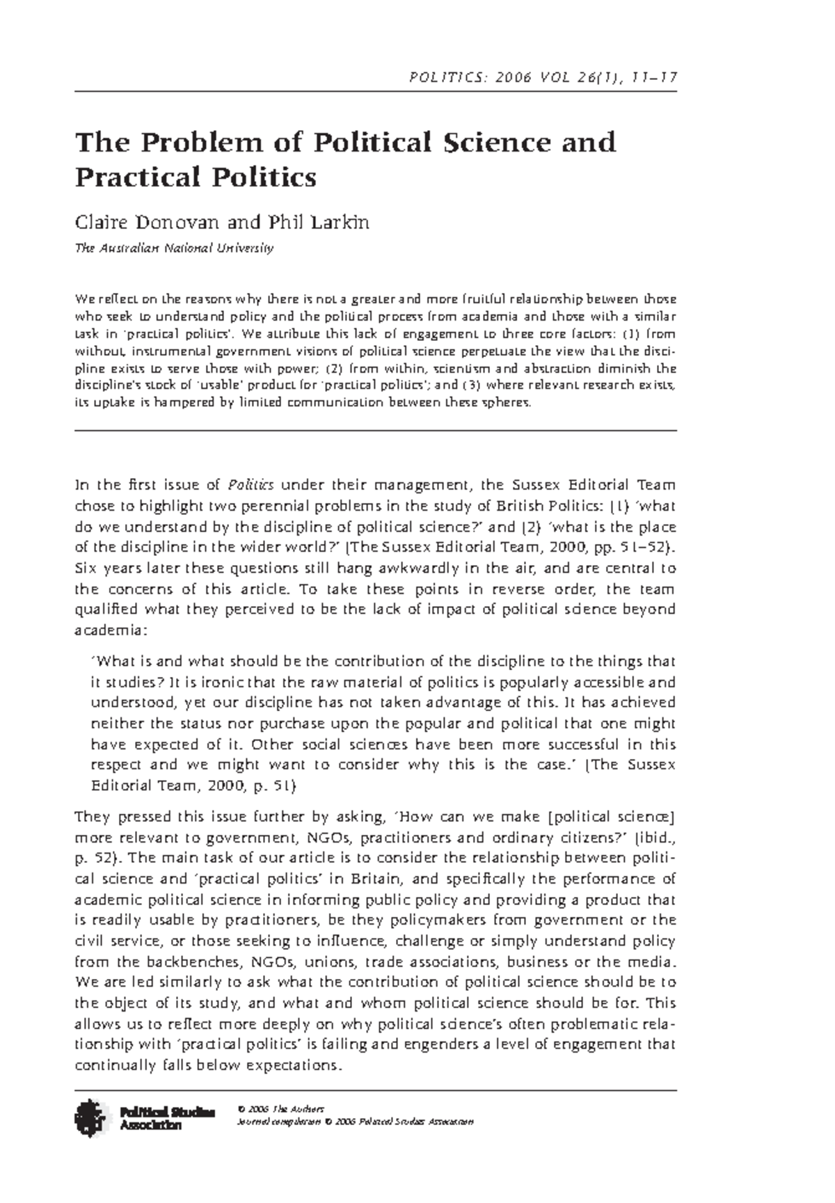 Fulltext - Issue in dispute - The Problem of Political Science and ...
