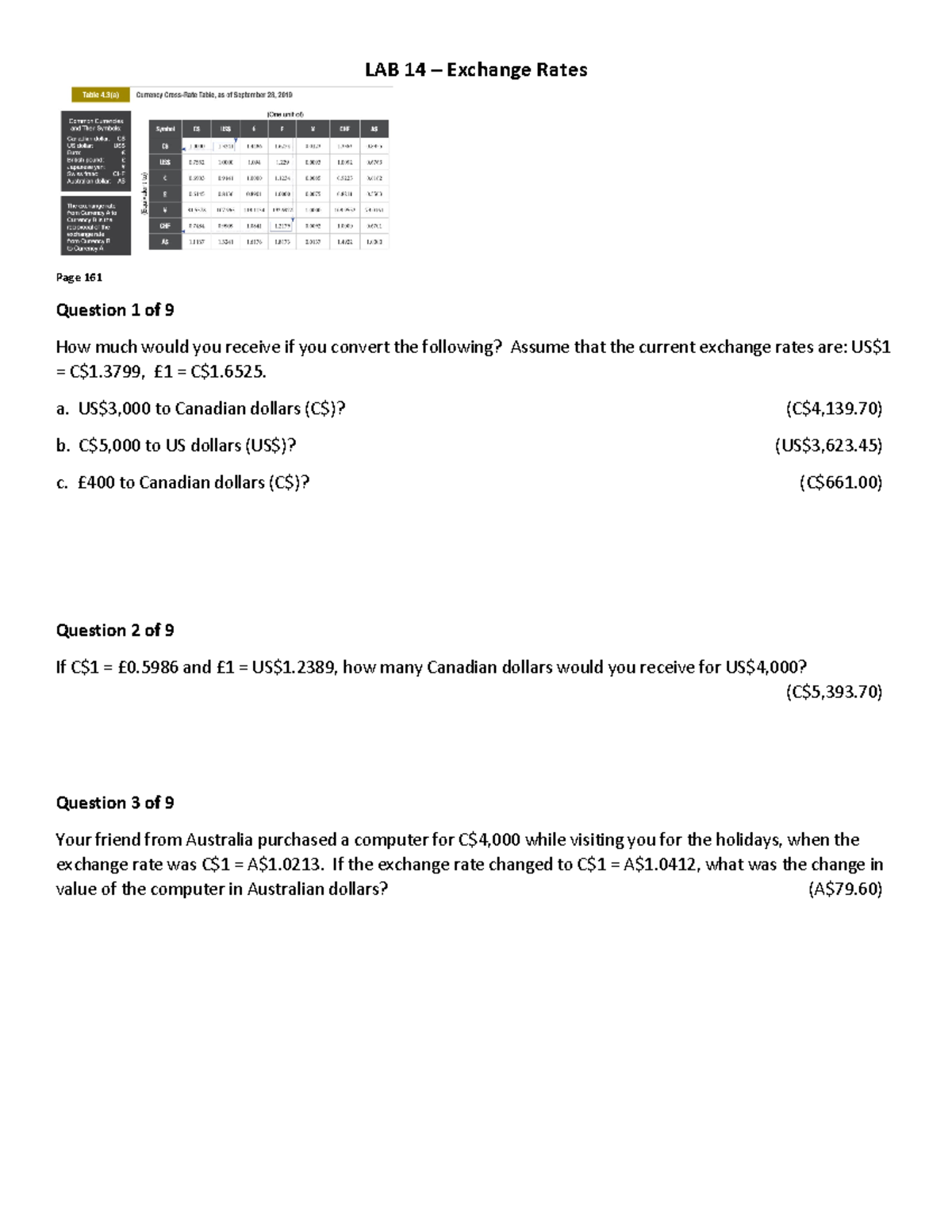 LAB 14 - Exchange Rates - Exercises - LAB 14 – Exchange Rates Page 161 ...